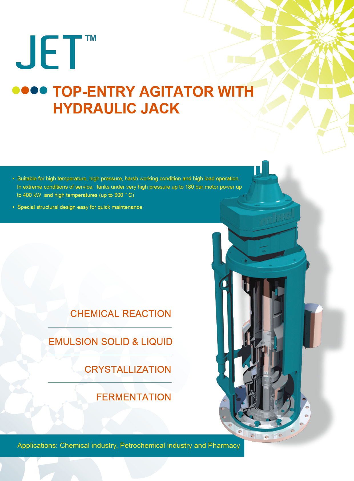JET ™ Top-entry agitator with hydraulic jack-Top-entry agitator-Mixel ...